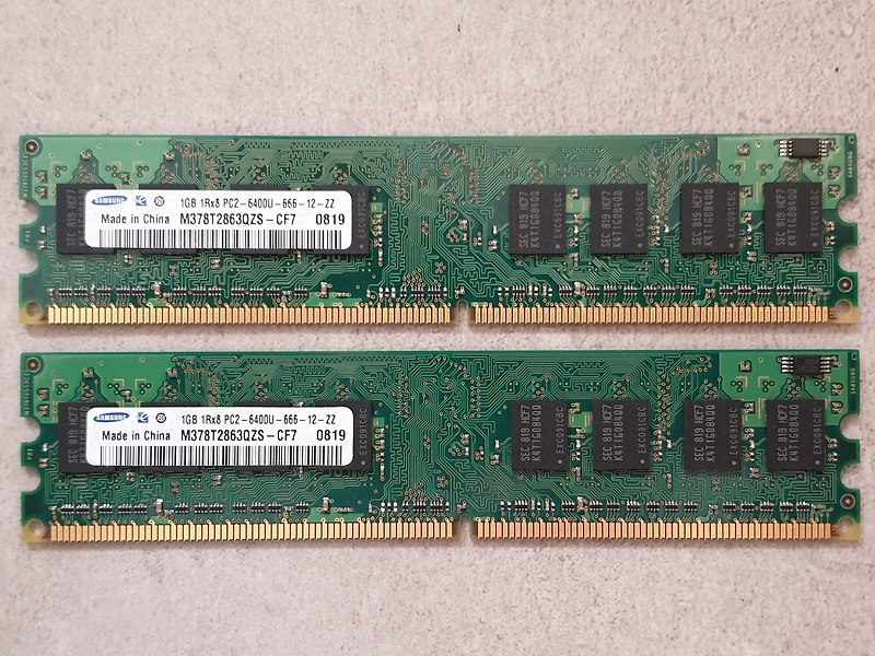 삼성전자 DDR2 PC2 6400U 1GB RAM 2개 :: 정리정돈재활용