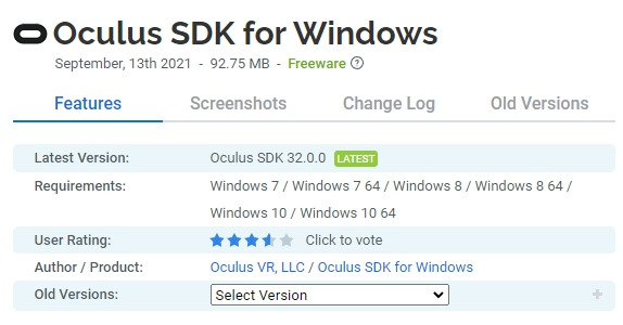Oculus SDK for Windows 무료 다운로드