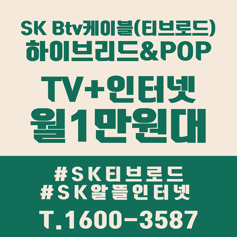 SK하이브리드인터넷 BTV팝 티비 결합 티브로드 알뜰요금제확인