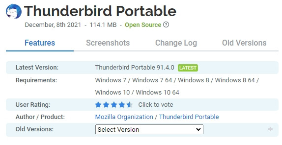 Thunderbird Portable 무료 다운로드