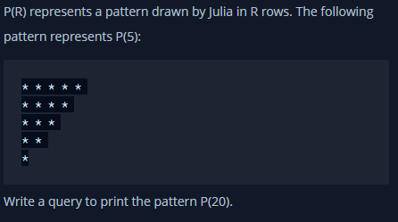 해커랭크(HackerRank) SQL 문제풀이 - Draw The Triangle 1