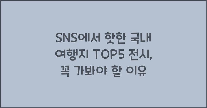 SNS에서 핫한 국내 여행지 TOP5 전시, 꼭 가봐야 할 이유