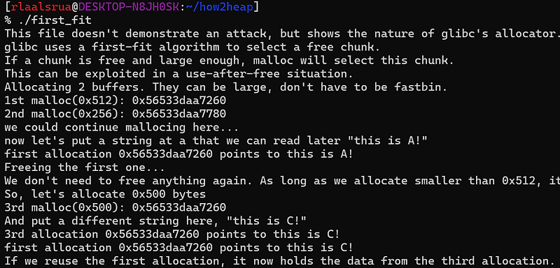 [how2heap] first_fit.c — 진조