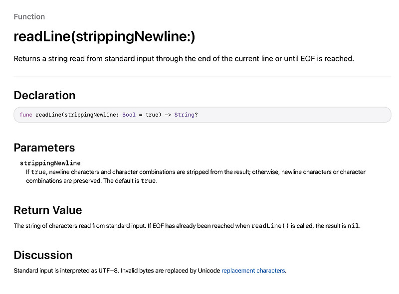 [Swift 문법] readLine() 함수