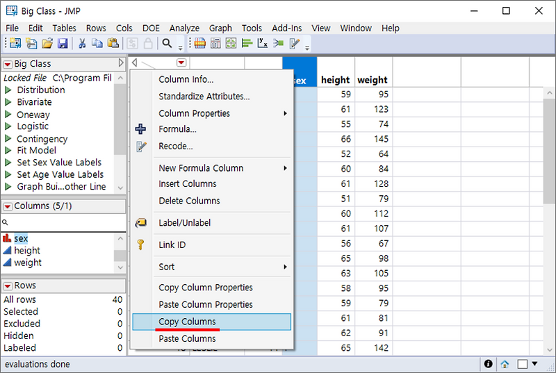 JMP Column 복사/붙여넣기 (feat. Add-ins)