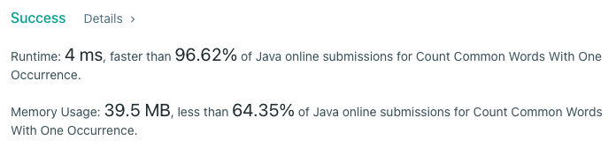 [LeetCode] 2085. Count common words with one occurrence (코딩테스트, 테스트케이스 포함, 릿코드, tech interview)