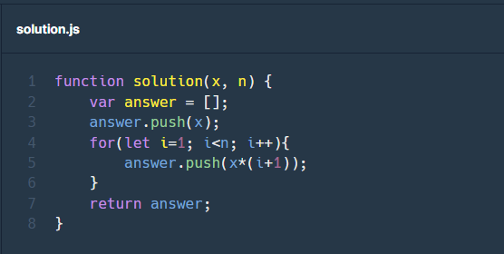 [프로그래머스] Lv.1 x만큼 간격이 있는 n개의 숫자(JavaScript) :: hwannee.dev