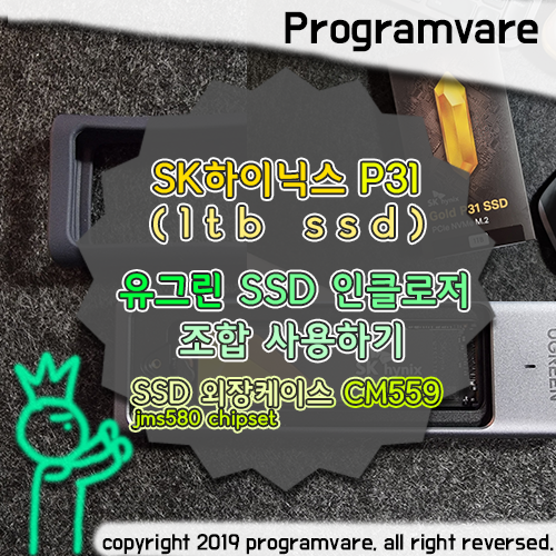 SK하이닉스 P31 1TB 유그린 SSD 인클로저(CM559/JMS580 chipset) 조합 사용하기