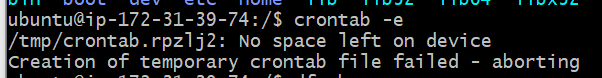 [EC2] Linux crontab 수정시 /tmp/crontab.RTbn1D: No space left on device ERROR