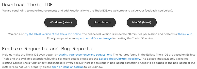 THEIA IDE 다운로드 및 설치방법(윈도우10)