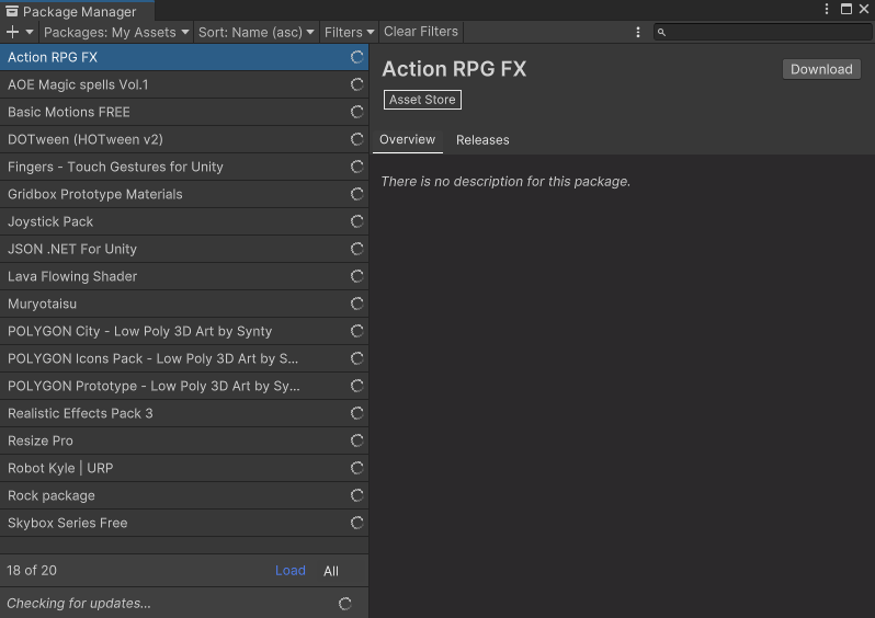 [Unity 2022.3.6f1] package manager My Assets 업데이트 확인 문제