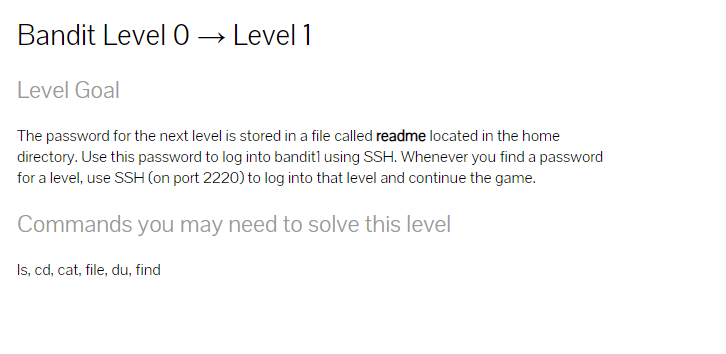 [Over The Wire] Bandit Level 0→1
