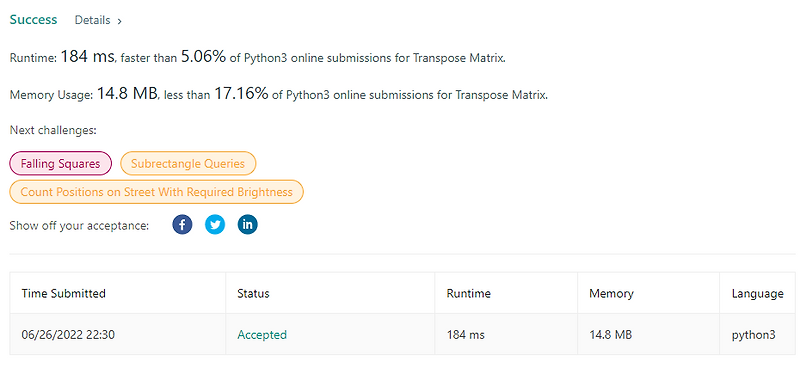 [Leet Code] Transpose Matrix