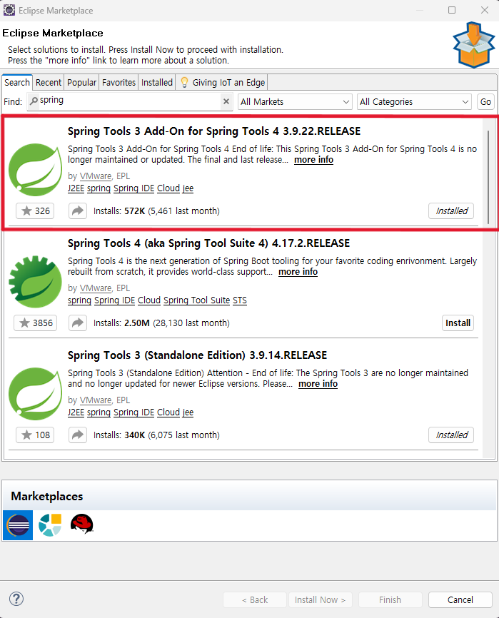 spring tools 3 add-on for spring tools 4 설치 에러 :: math and code