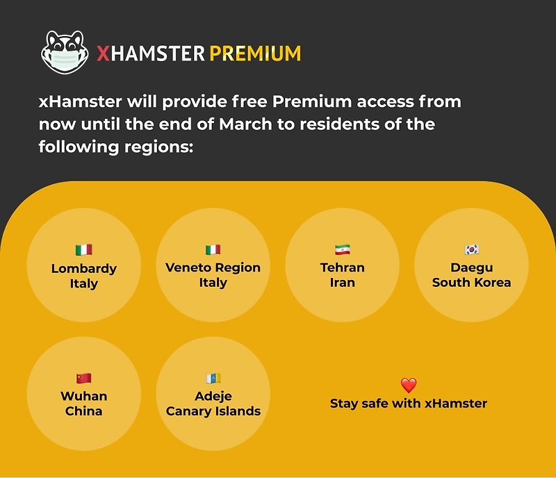 야동 사이트 xHamster, 코로나19 확산 대구 지역 프리미엄 서비스 무료