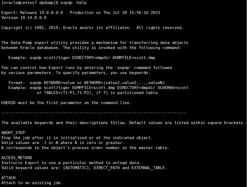 EXPDP option 정리