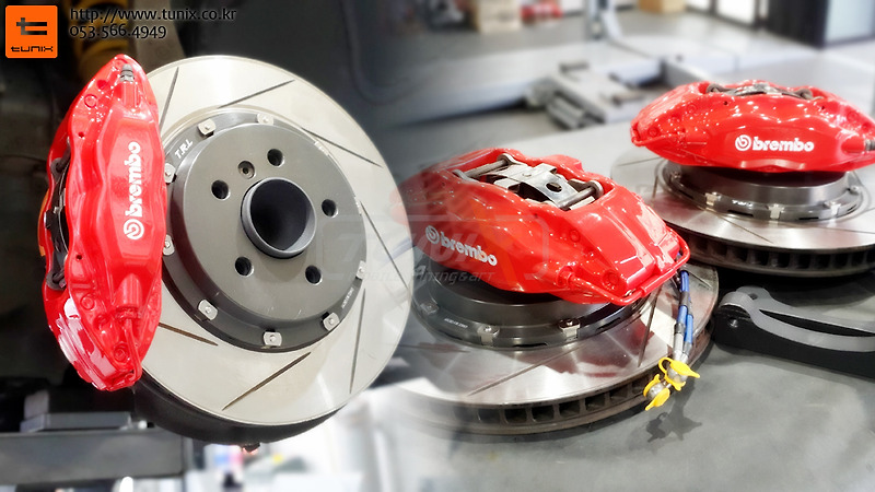 브렘보 CTS-V 4p & 355mm 경량디스크 & 메쉬호스 조합 브레이크튜닝 중고를 신품처럼개조함 - BMW 528i F10 ( 대구브레이크튜닝 G70 스팅어 브렘보6p ...