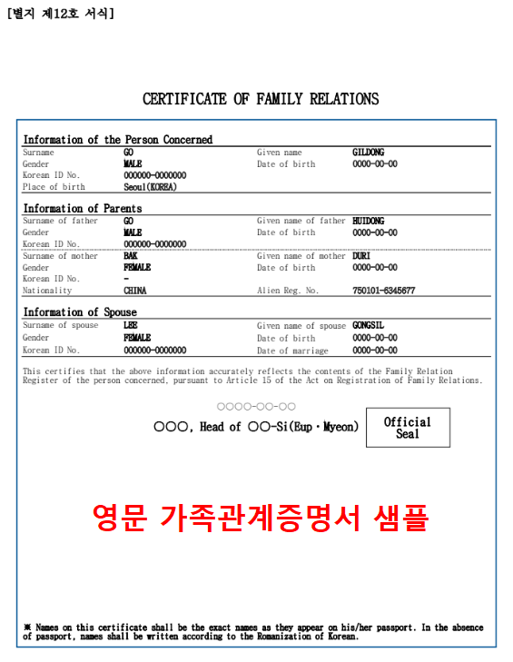 영문 가족관계증명서 인터넷발급 방법