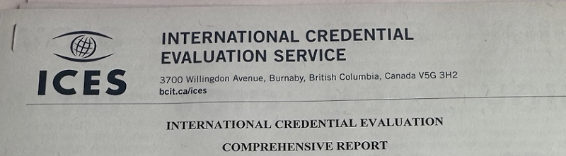 BCIT ICES 학력인증 완료 (서류우편도착함)