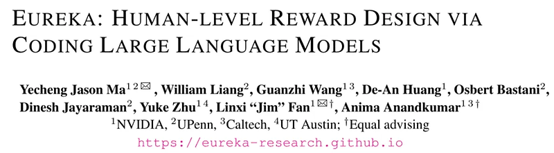 EUREKA: Human-level Reward Design via Coding Large Language Models