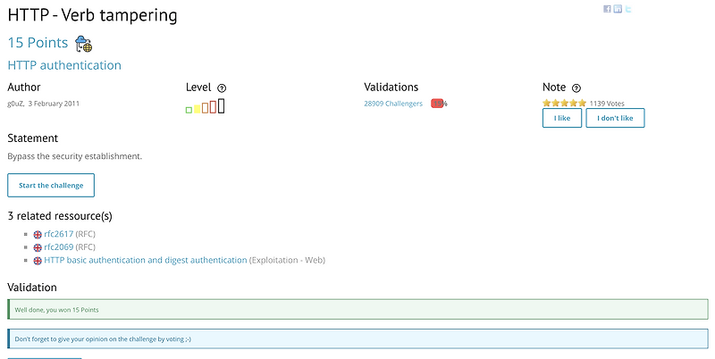 rootme - HTTP - Verb tampering