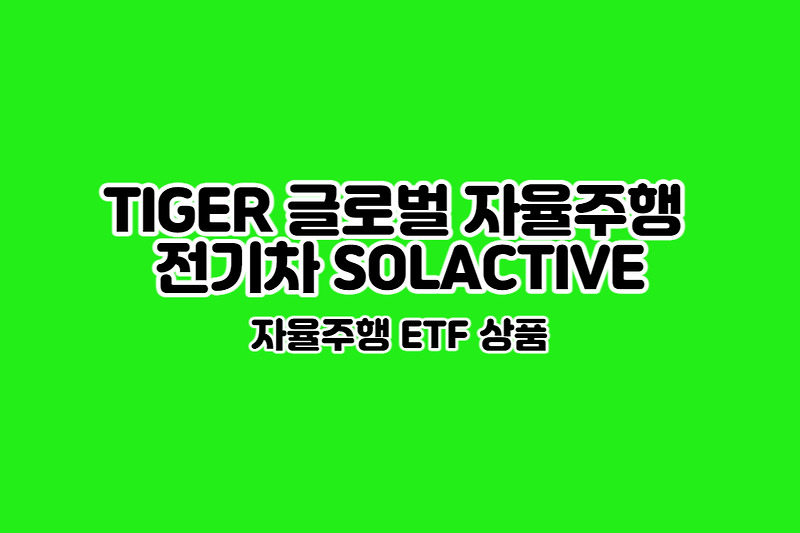 자율주행 ETF - TIGER 글로벌 자율주행&전기차 SOLACTIVE 정리