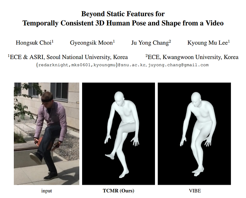 [논문리딩/요약] Beyond Static Features for Temporally Consistent 3D Human Pose and Shape from a Video ...