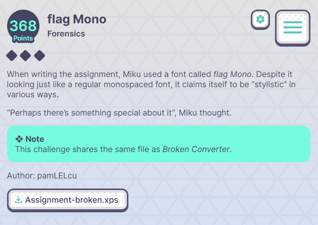 [Forensics] flag Mono