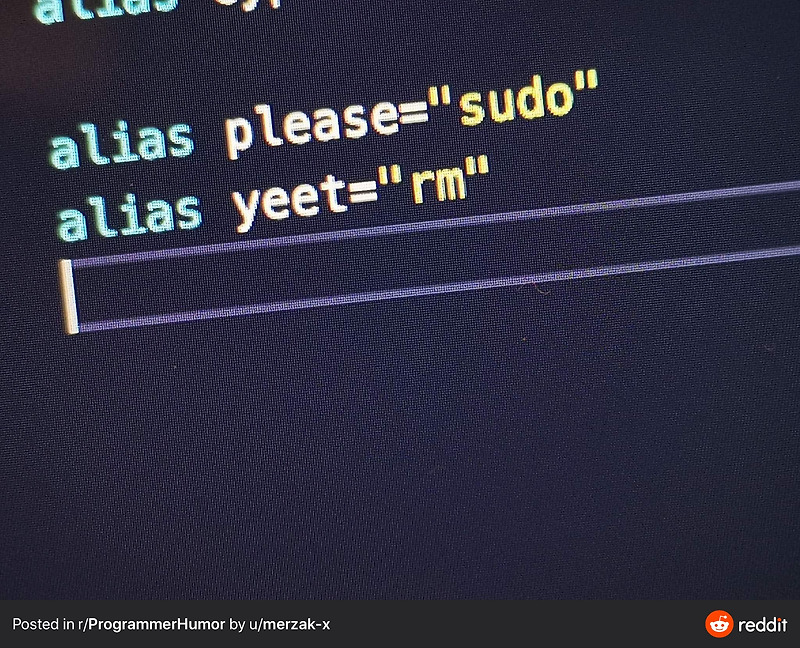 소프트유머 alias please = sudo