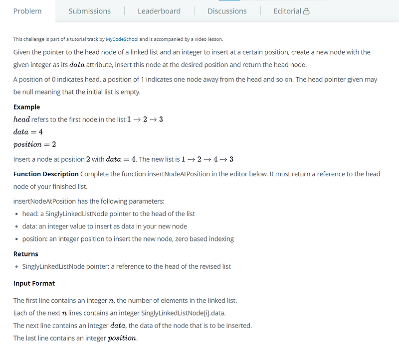 [HackerRank] Insert a node at a specific position in a linked list ...