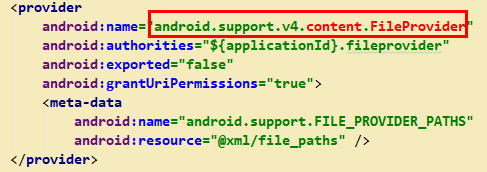 [안드로이드] android.support.v4.content.FileProvider not found
