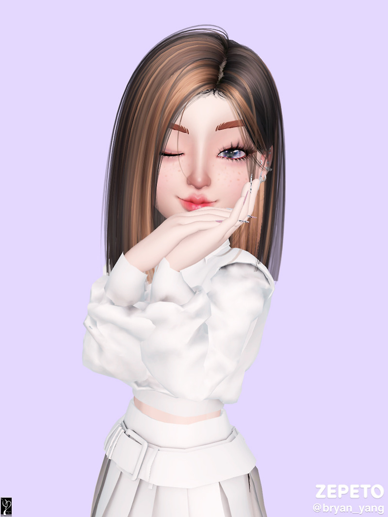 여자옷코디추천 화이트패션 롱슬리브크롭티 제페토 ZEPETO :: BRYAN'S ZEPETO FASHION STYLING