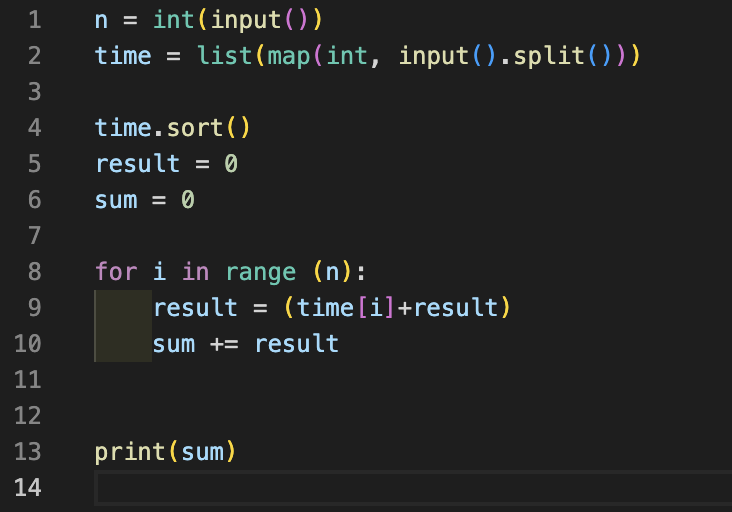 [파이썬/Python] 백준 11399번: ATM