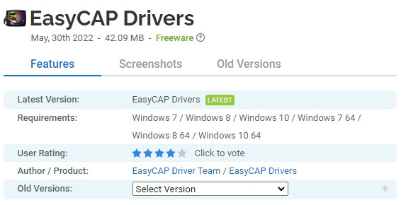 EasyCAP Drivers 무료 다운로드