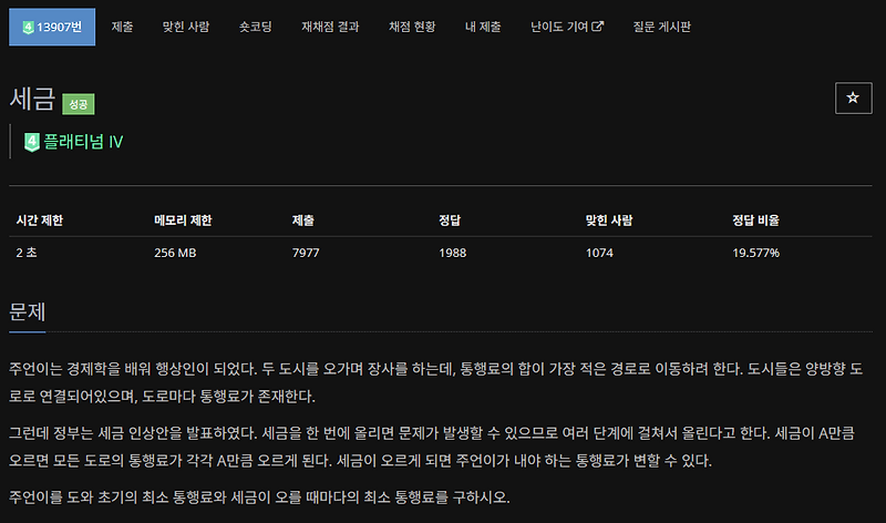 세금 (BOJ 13907번) :: 숭준성