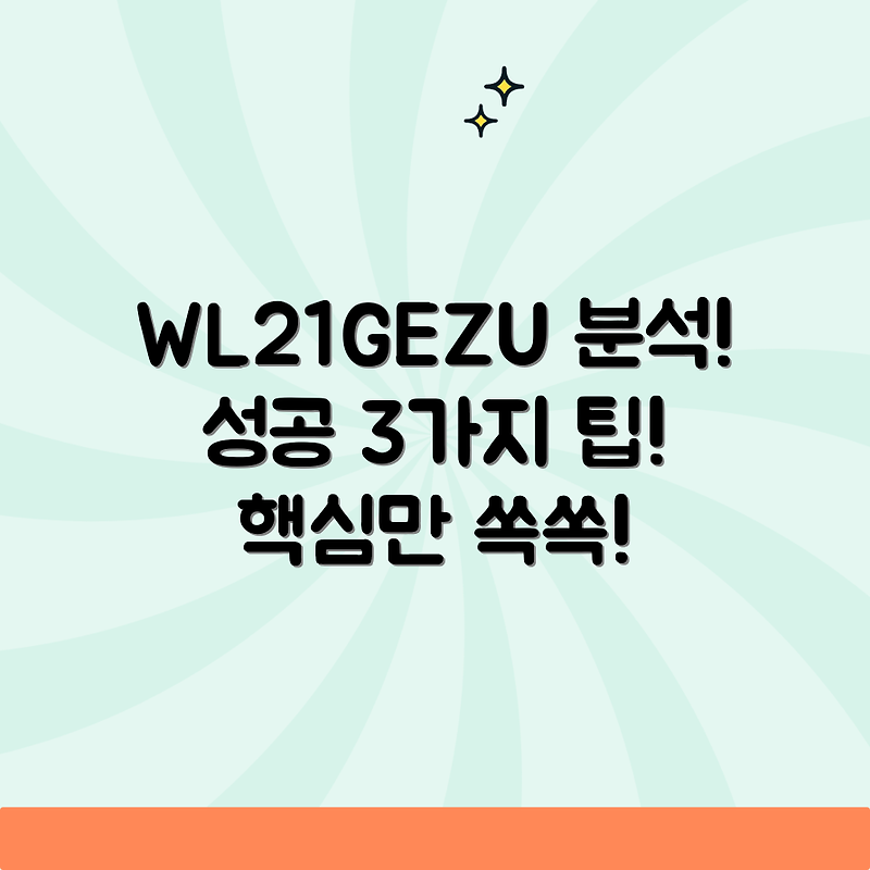 WL21GEZU 완벽 분석! 이것만 알면 성공 3가지