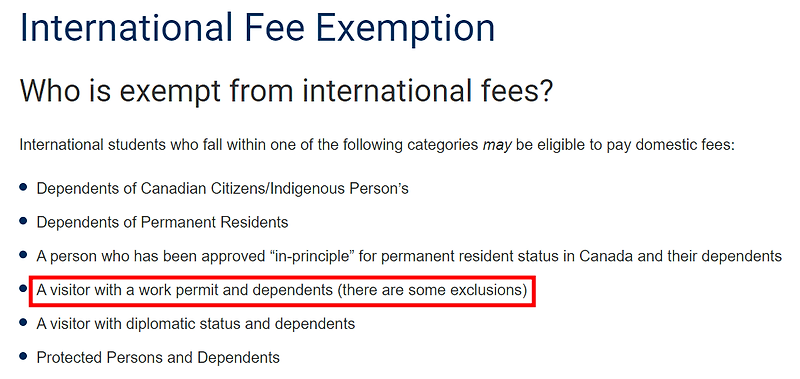 Canada / International Fee Exemption / 인터내셔널 학비 면제