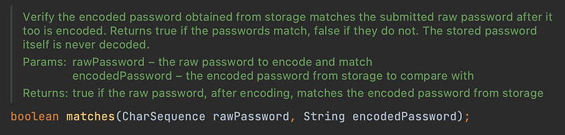 Spring Boot Passwordencodermathes 암호화된 패스워드 비교 — 민뭉아치 1369