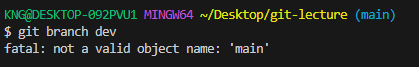 fatal: not a valid object name: 'main'
