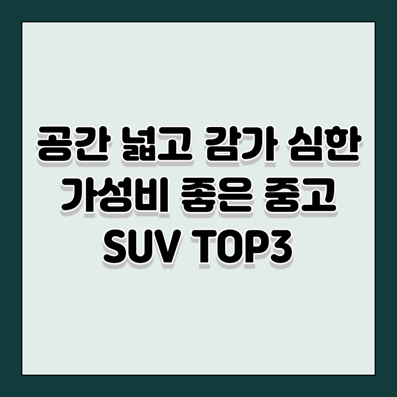 공간 넓고 감가 심한 가성비 좋은 중고 SUV TOP3