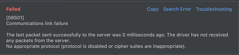 Communications link failure 에러가 떴을 때 (feat. DataGrip)