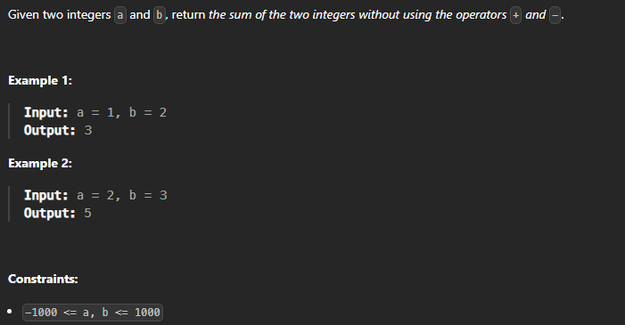 371. Sum of Two Integers