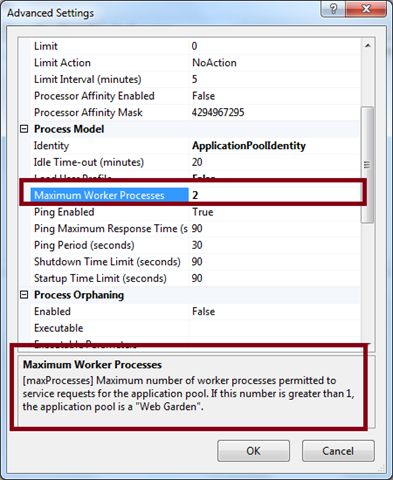 IIS : 최대 작업자 프로세스 (maximum worker processes) 가 1 이상인 경우 API 응답 속도가 빠릅니까?