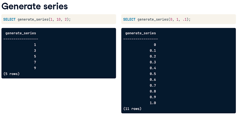[SQL] Generate series 함수_ 등차수열 만들기