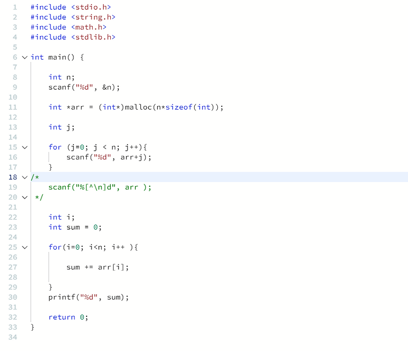C언어 예제 11 "1D Arrays in C" [HackerRank]