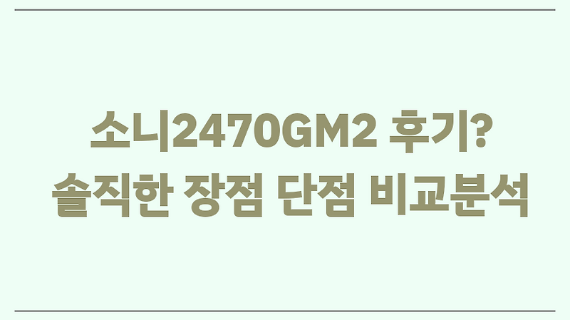 소니2470GM2 후기? 솔직한 장점 단점 비교분석