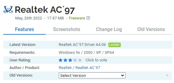 Realtek AC`97 무료 다운로드
