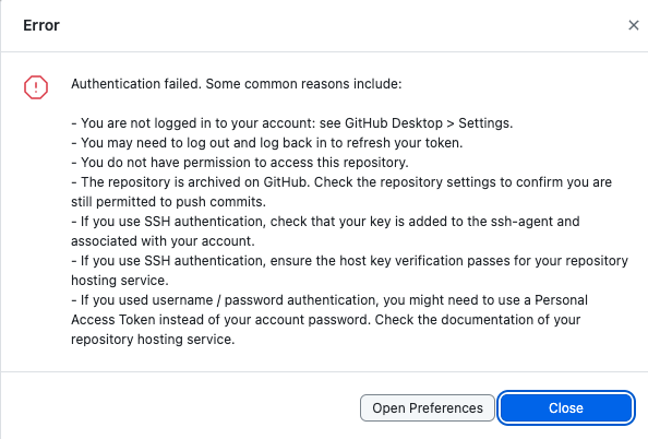[Git] Git push할 때 Authentication failed 문제 해결 — while(true) { continue; }