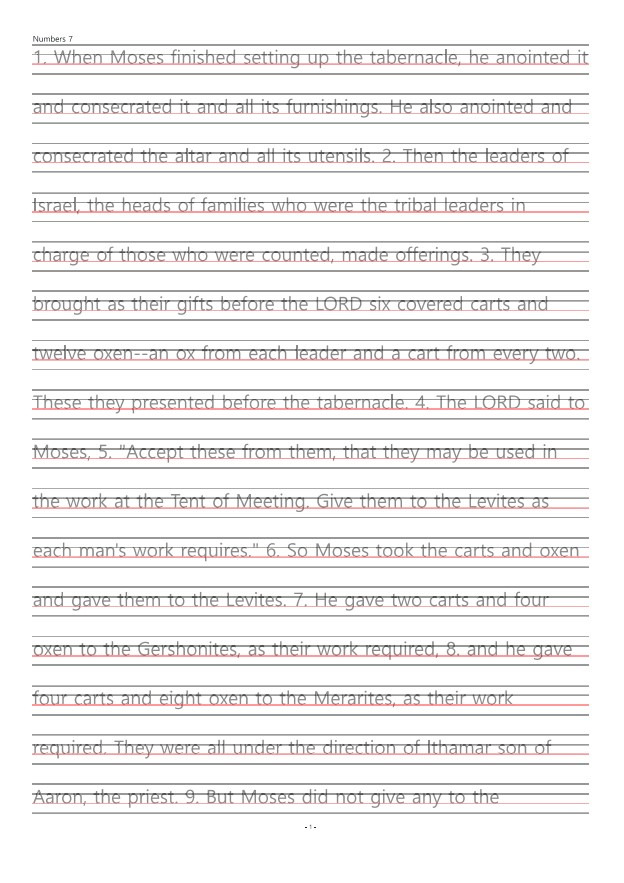 Numbers 7 Handwrite the Bible 민수기7장 영어성경필사 PDF
