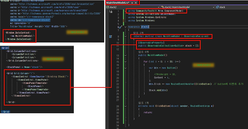 [C# WPF] Button Control 동적 할당하기 / Panel Collection Binding / MVVM CommunityToolkit 사용